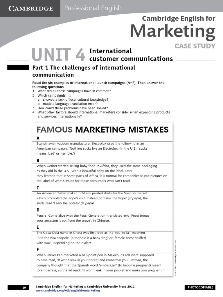 Cambridge English For Marketing Case Study4 PDF | PDF | Brand | Advertising