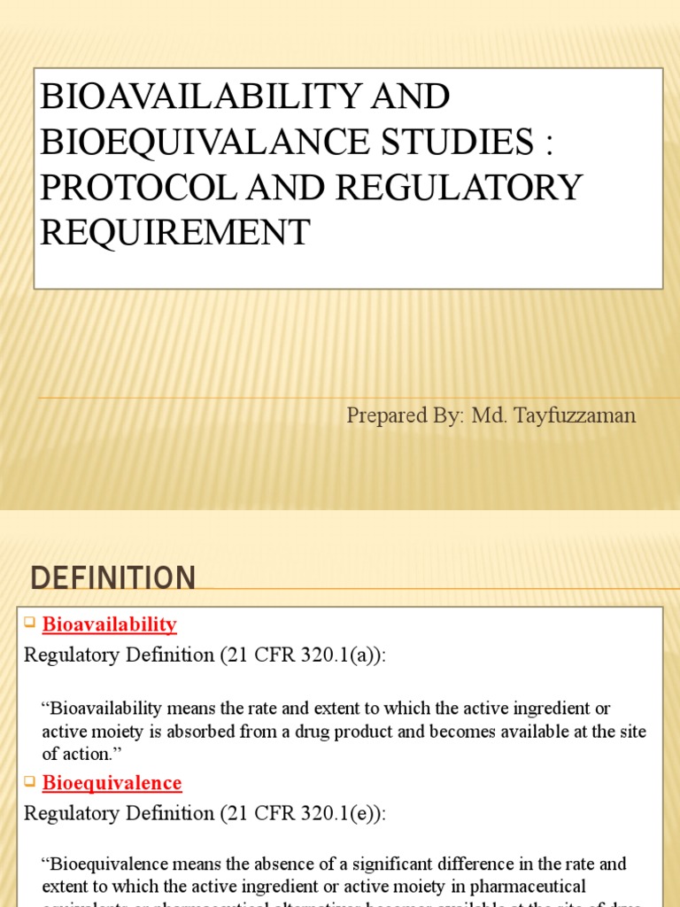 Bioavailability and Bioequivalence Overview | PDF | Pharmacokinetics ...