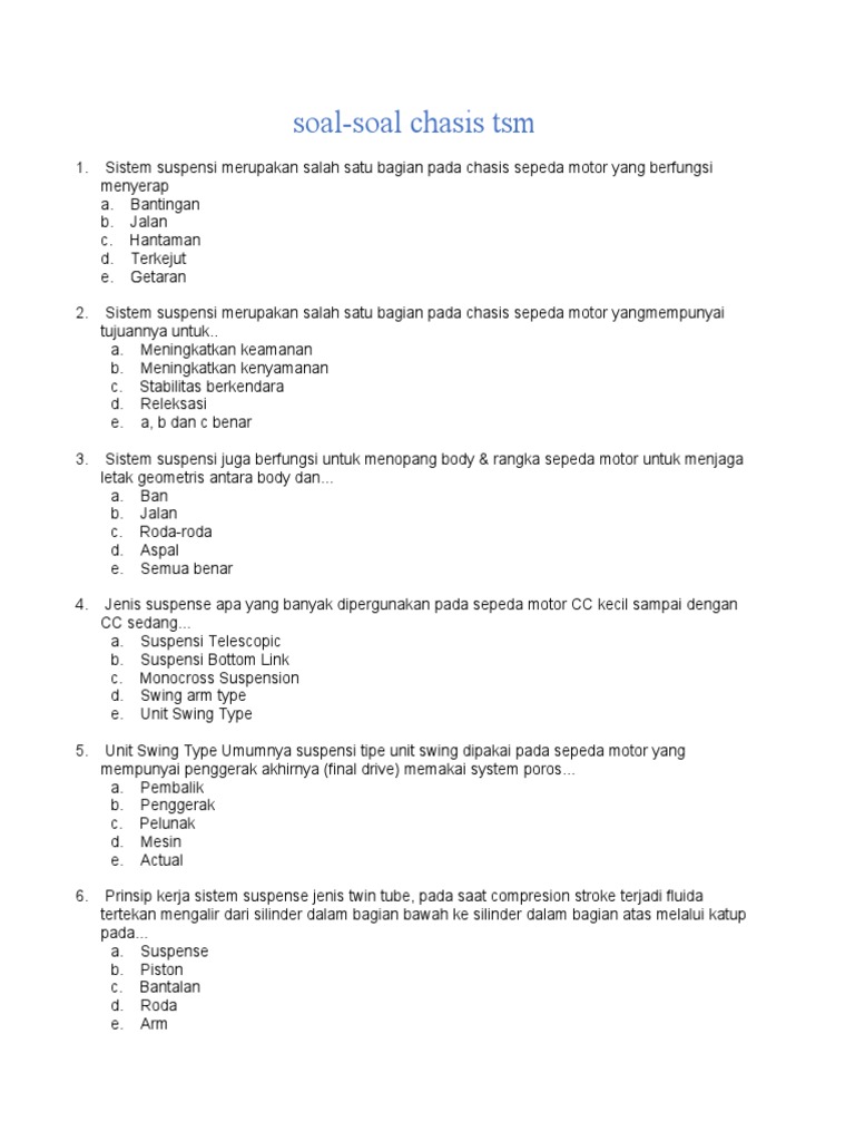 Soal Sasis TSM | PDF