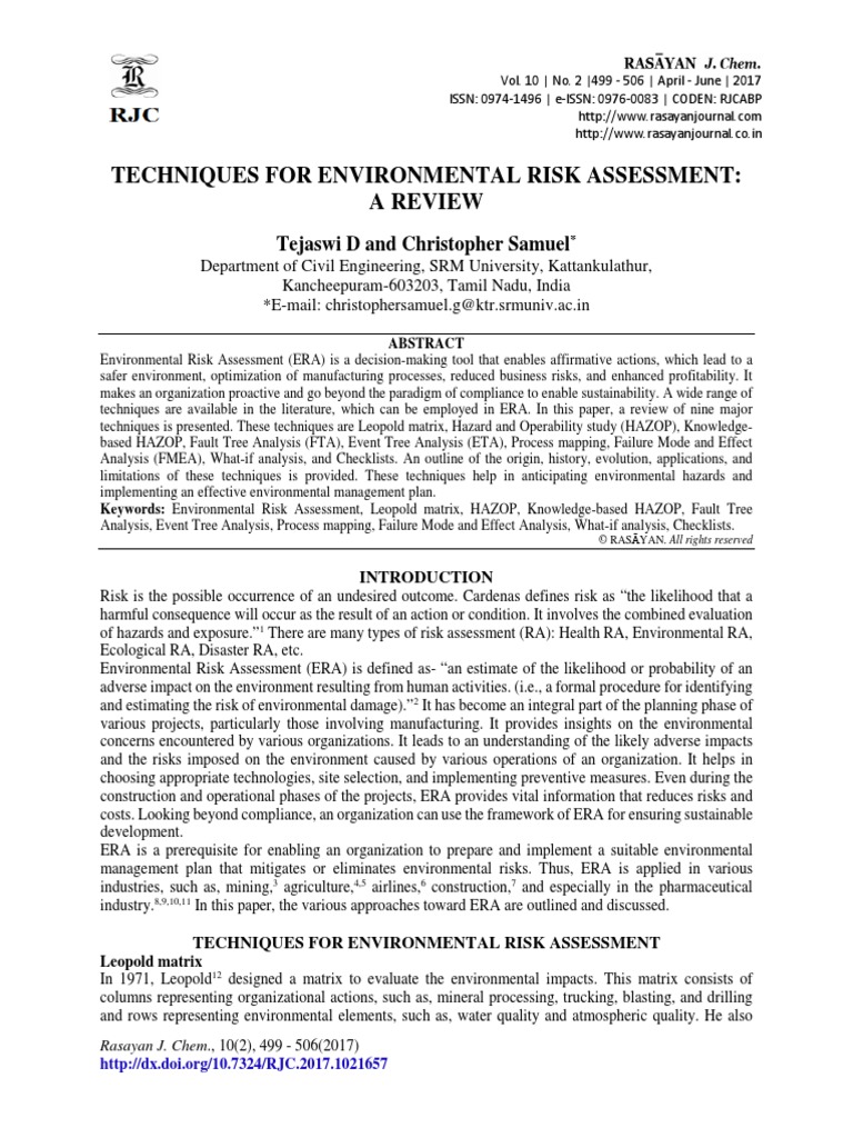 Environmental Risk Assessment | PDF | Risk Assessment | Risk