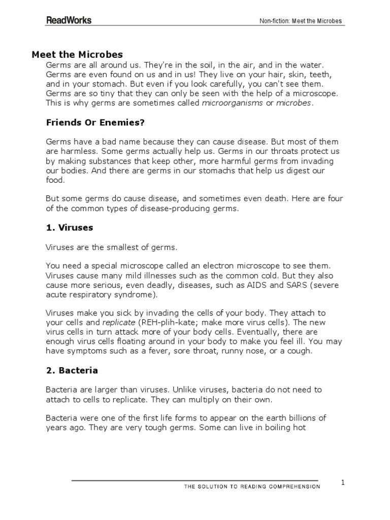 850 Meet The Microbes-Reading | PDF | Pathogen | Microorganism