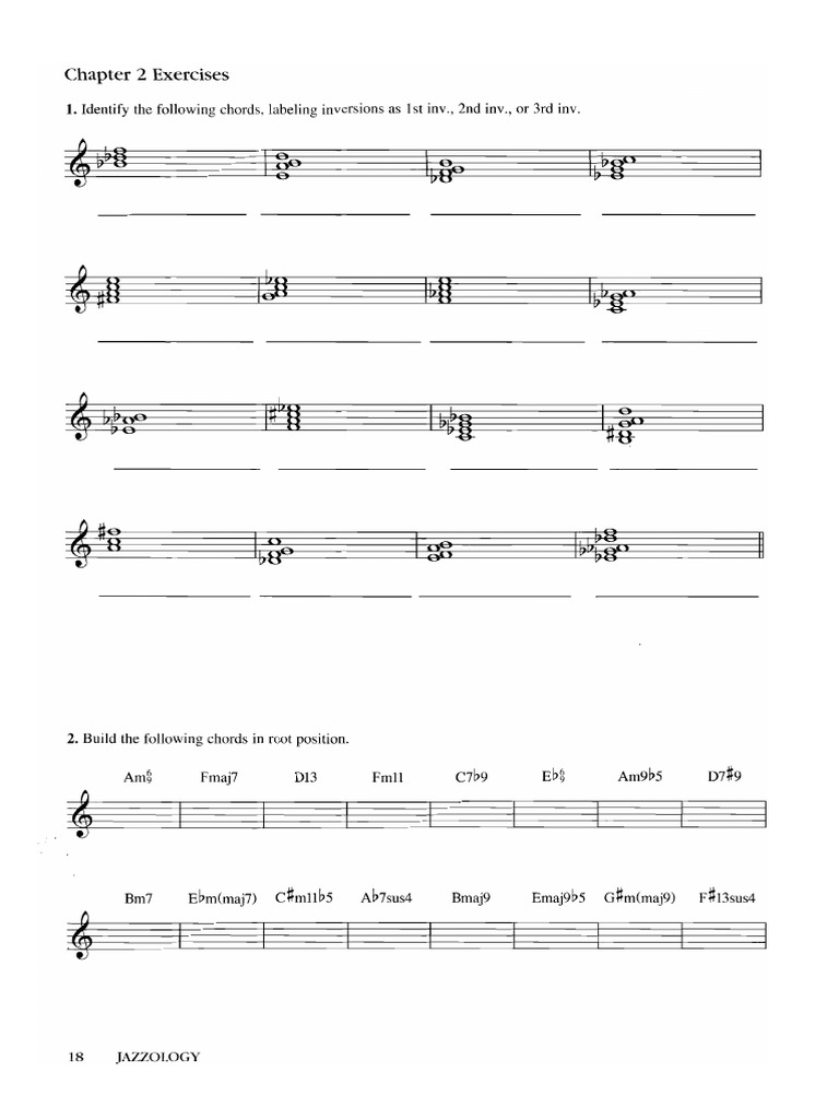 Exercises: Identify The Following Chords, Labeling Inversions As 1st ...