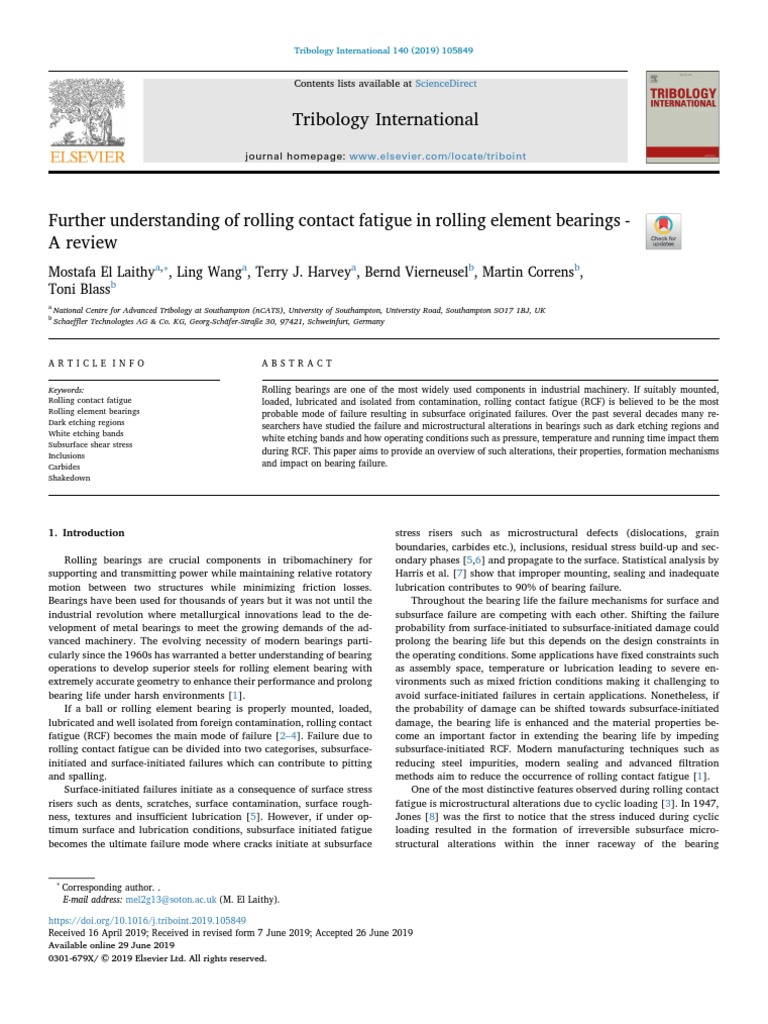 Further Understanding of Rolling Contact Fatigue in Rolling Element ...