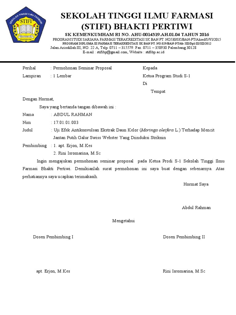 Surat Permohonan SEMPRO | PDF