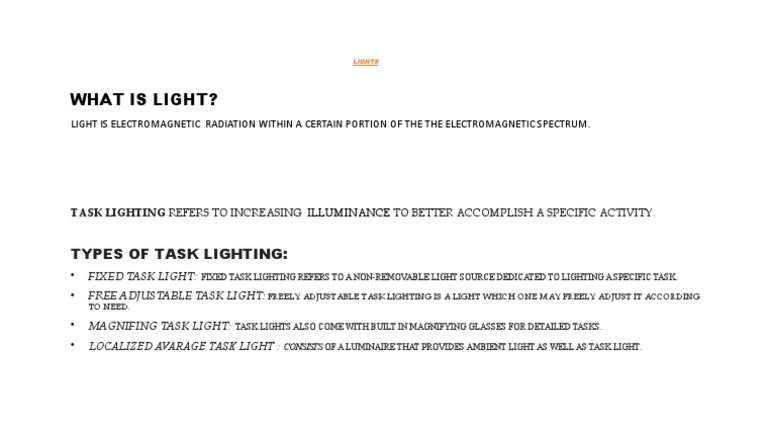 What Is Light?: Types of Task Lighting | PDF