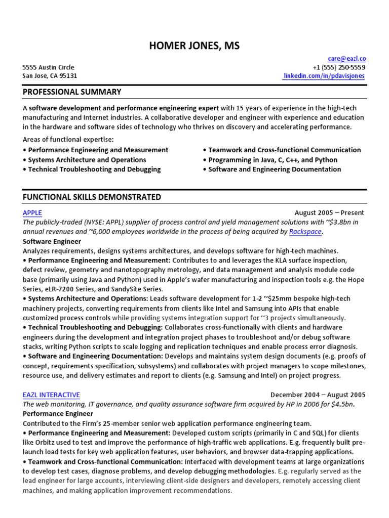 014 2.0 Sample Mid Career Software Engineer | Download Free PDF ...