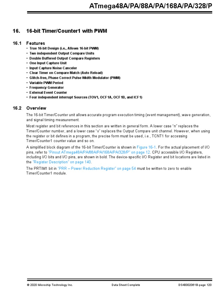 Atmega328p - 16-Bit Timer - Counter1 | PDF | Central Processing Unit ...