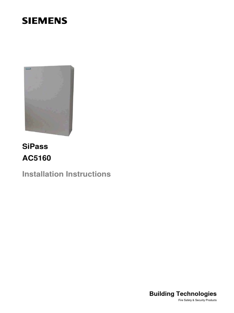 Sipass Ac5160: Installation Instructions | PDF | Access Control | Fuse ...