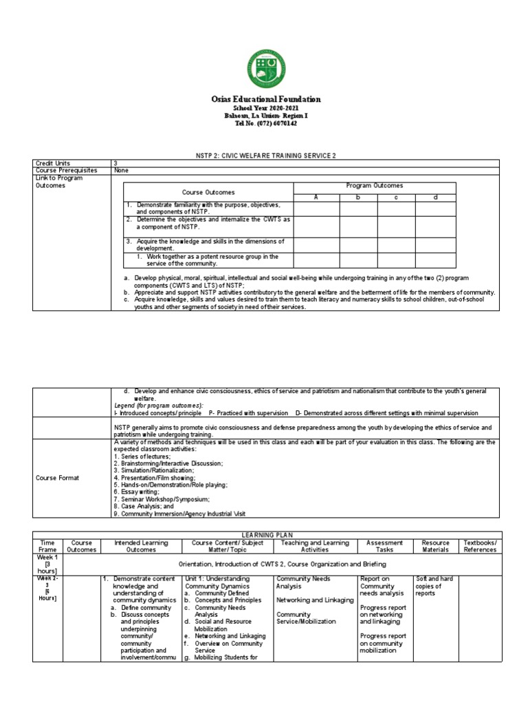 NSTP 2 - Civic Welfare Training Service 2 | PDF | Community | Test ...