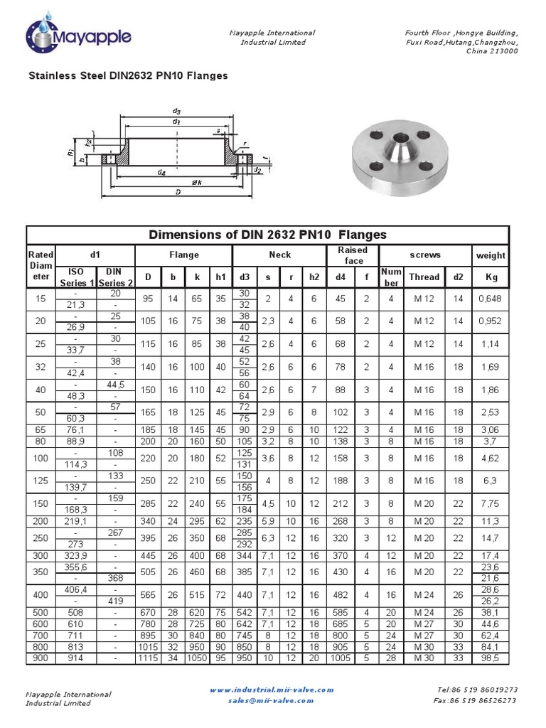 Dimensions of DIN 2632 PN10 Flanges | Download Free PDF | Plumbing ...