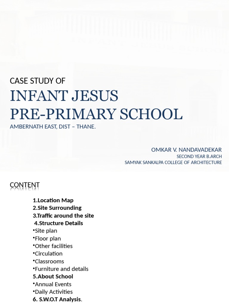 Infant Jesus Pre-Primary School: Case Study of | PDF | Window | Door