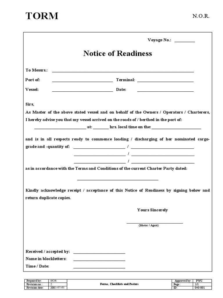 01.notice of Readiness | PDF