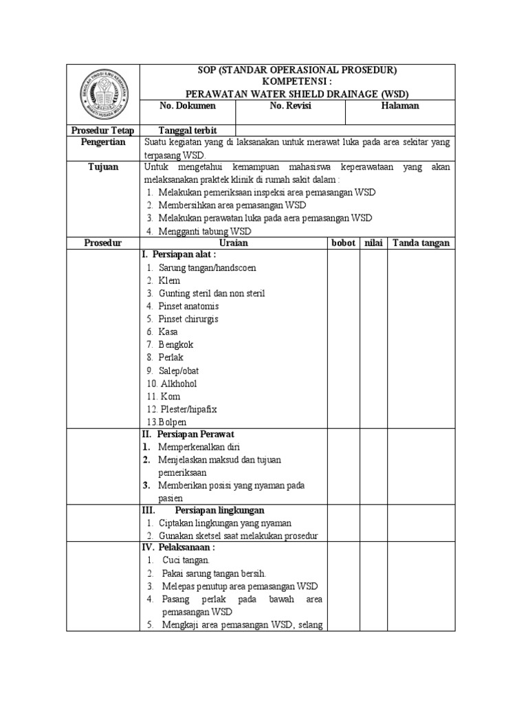 SOP Perawatan WSD | PDF