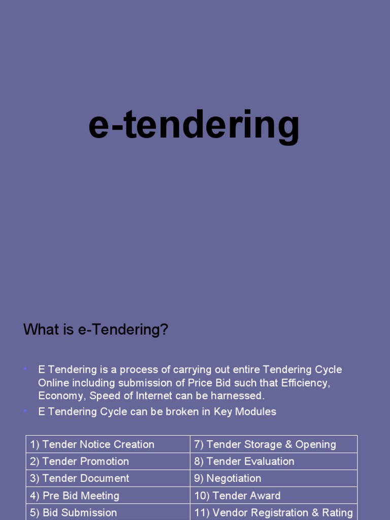 Etendering | PDF | Procurement | Business