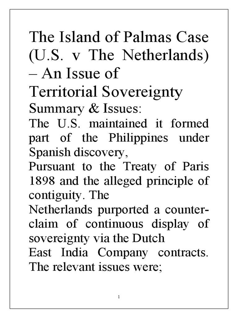 The Island of Palmas Case | Download Free PDF | International Relations ...