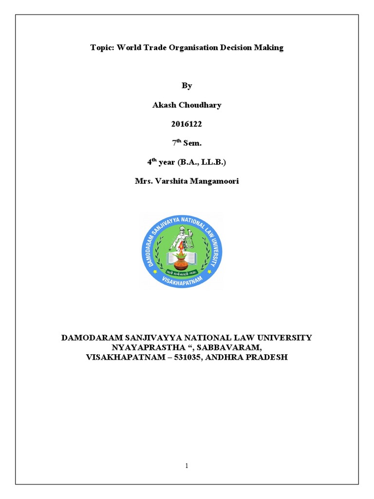 WTO Decision Making | PDF | World Trade Organization | Consensus ...