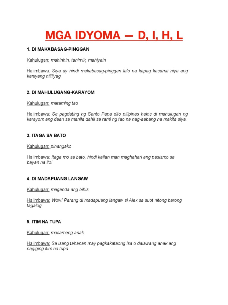Idyoma D I H L | PDF