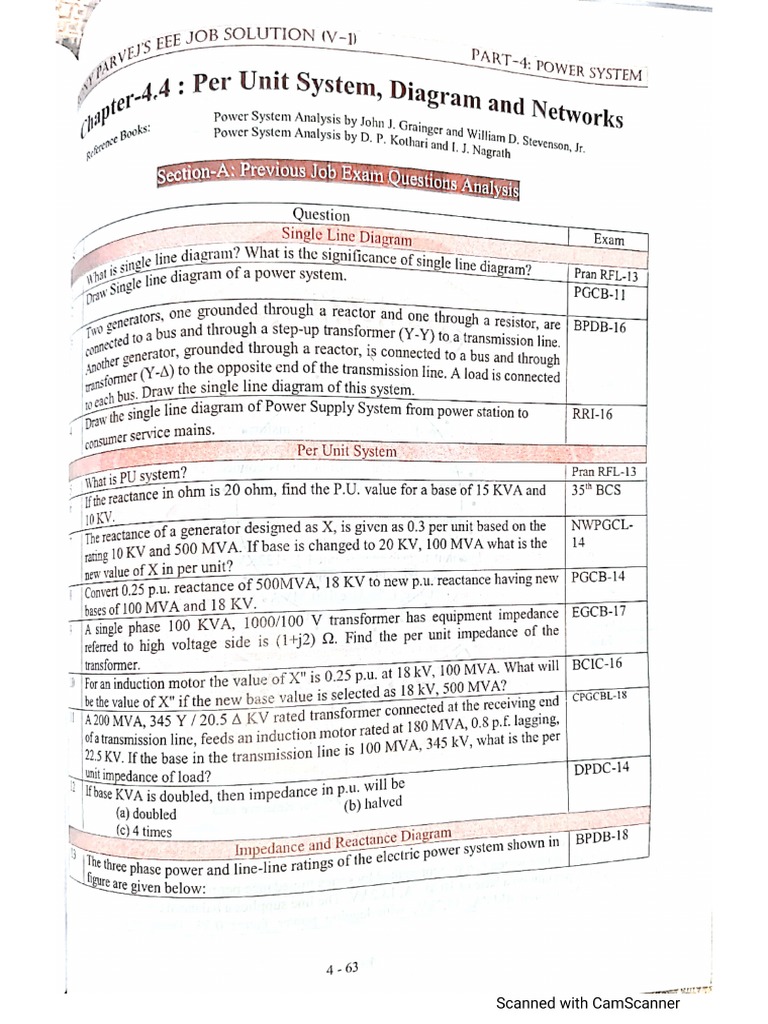 Per Unit System, Diagram and Networks PDF | PDF