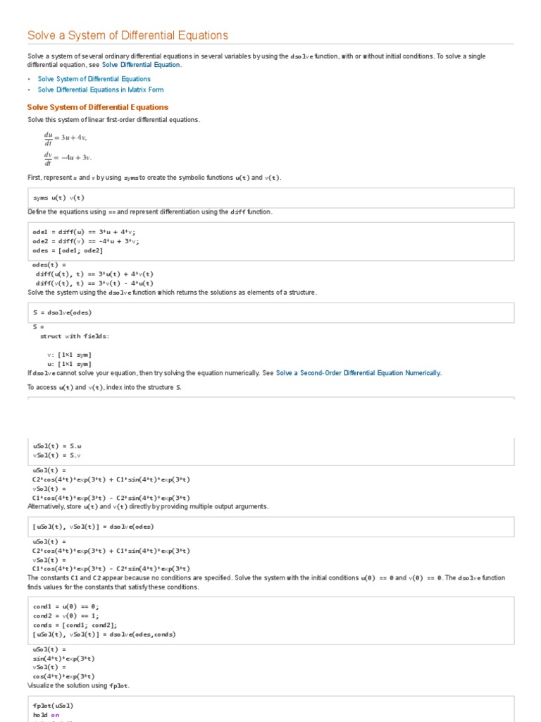 Matlab Collate 110121 | PDF | Ordinary Differential Equation | Initial Condition