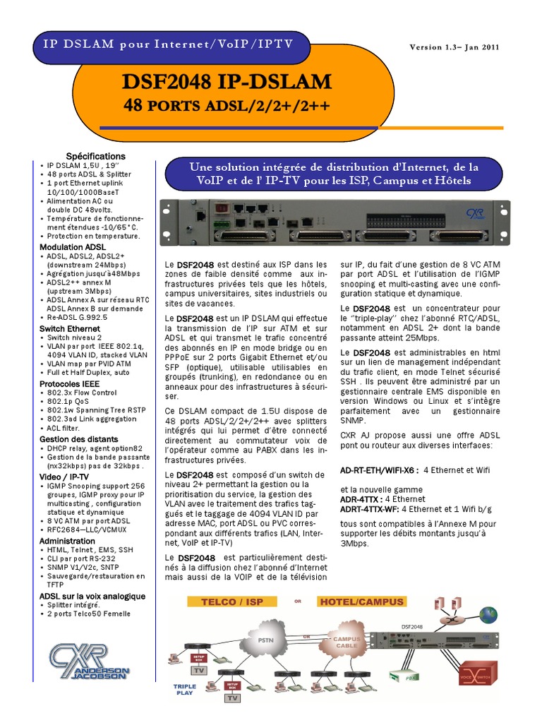 IP DSLAM DSF2048 pour Triple Play | PDF | Ethernet | Réseau informatique