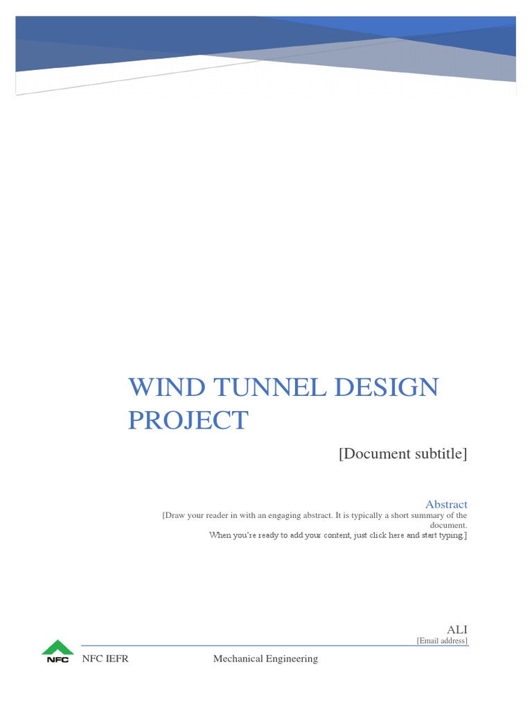 Wind Tunnel Design Project: (Document Subtitle) | PDF | Wind Tunnel ...