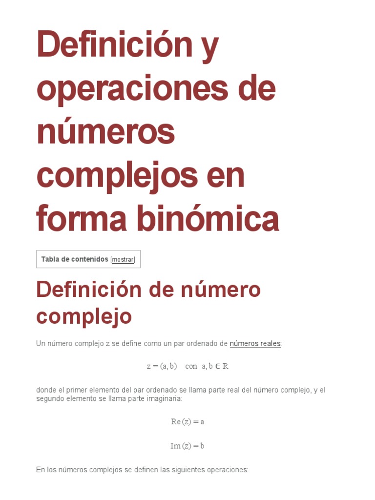 Números Complejos - Definición y Operaciones (Guía Completa Con ...