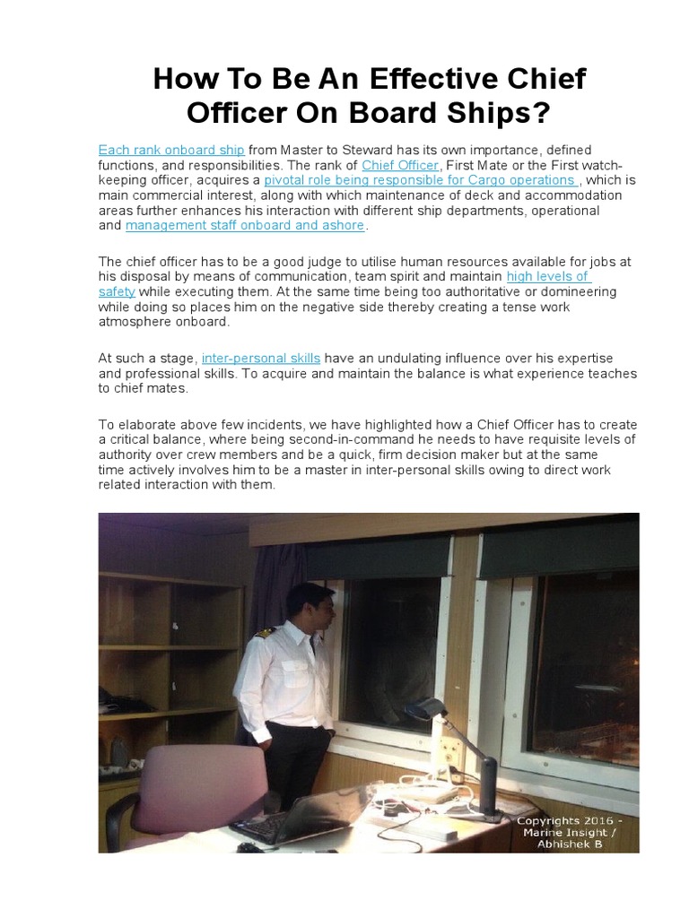 Chief Officer: Roles and Responsibilities | PDF | Ships | Shipping