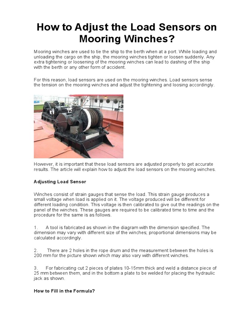 How To Adjust The Load Sensors On Mooring Winches | PDF | Calibration ...