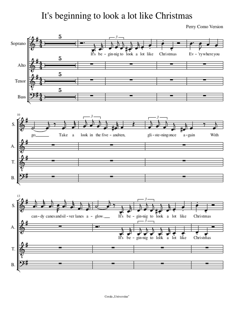 It's Beginning To Look A Lot Like Christmas: Perry Como Version | PDF ...
