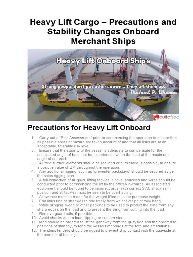 Heavy Lift Cargo - Precautions and Stability Changes Onboard Merchant ...