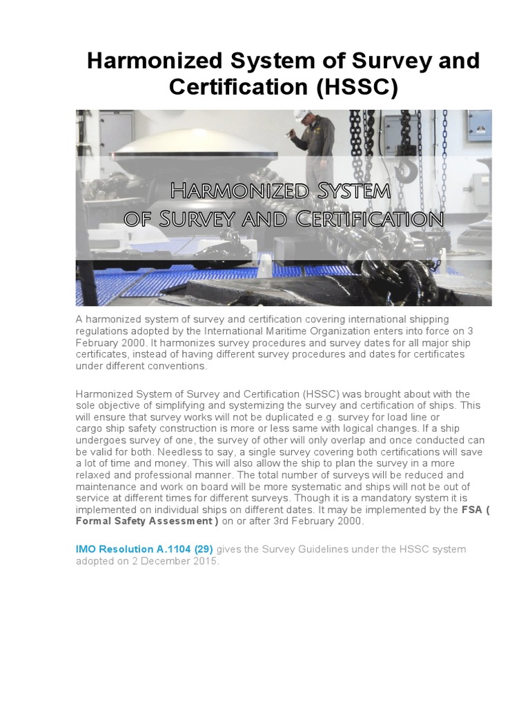 Harmonized System of Survey and Certification (HSSC) | PDF | Transport ...