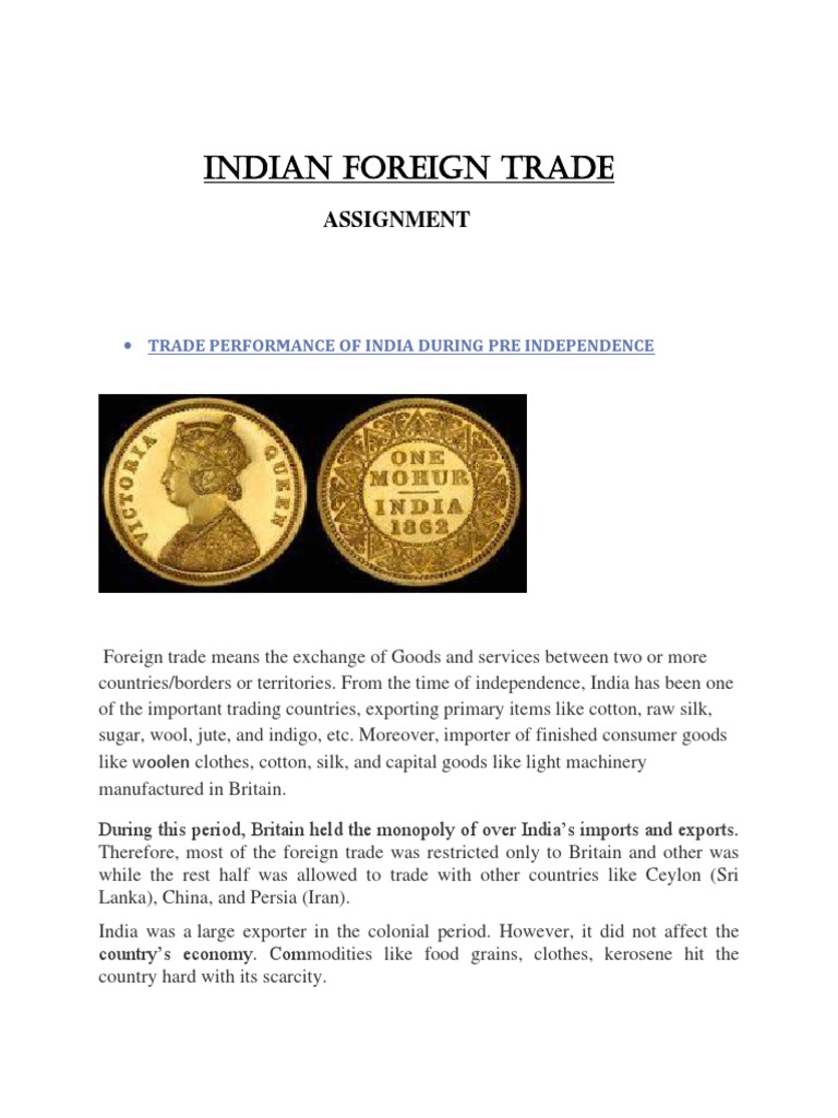 Indian Foreign Trade: Assignment | PDF | Balance Of Trade | Economy Of ...