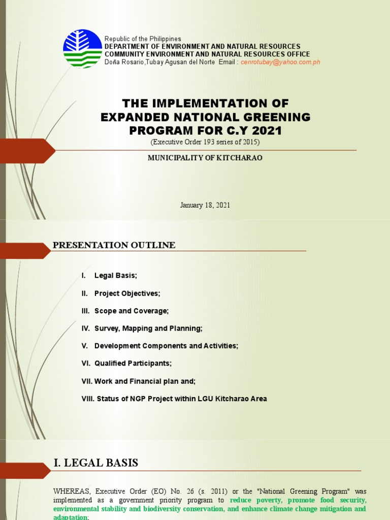 The Implementation of Expanded National Greening Program For C.Y 2021 | PDF