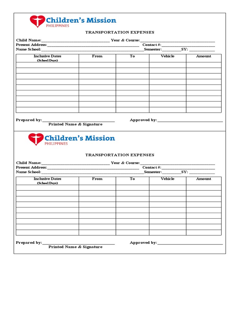 Transpo Receipt Form | PDF | Business