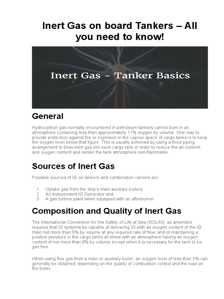 Inert Gas On Board Tankers - All You Need To Know! | PDF | Oil Tanker ...