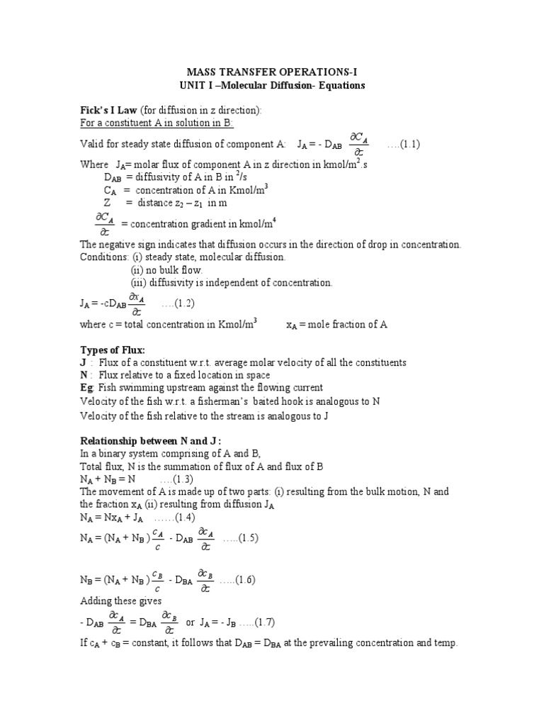 MASS TRANSFER OPERATIONS | PDF | Diffusion | Solution