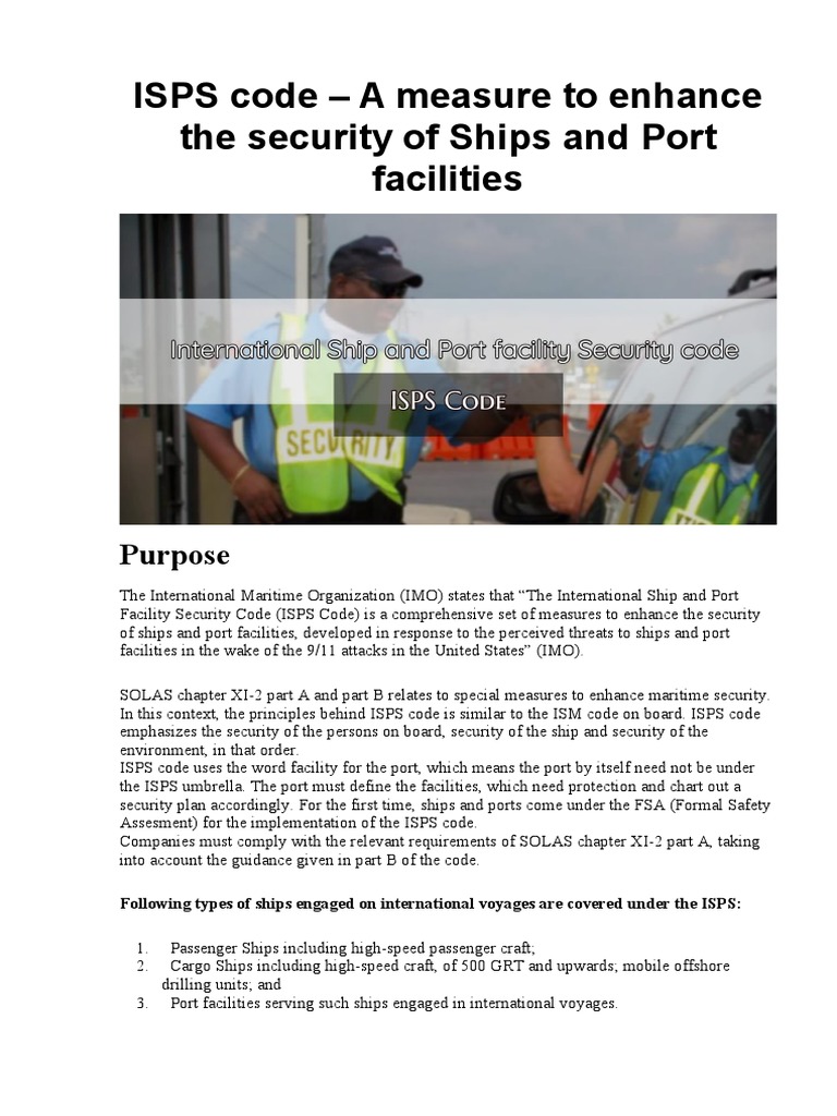 ISPS Code - A Measure To Enhance The Security of Ships and Port ...