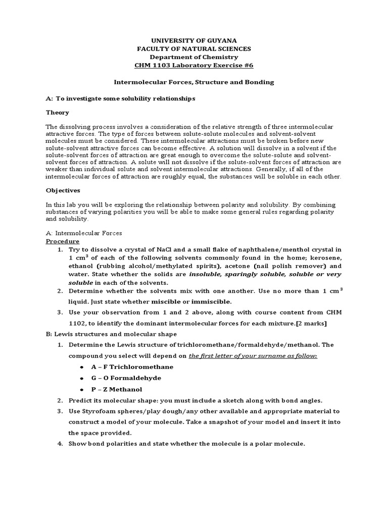 CHM 1103 Lab #6 | PDF | Solubility | Solution