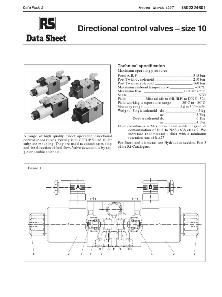 Data Sheet: Directional Control Valves - Size 10 | PDF | Manufactured ...