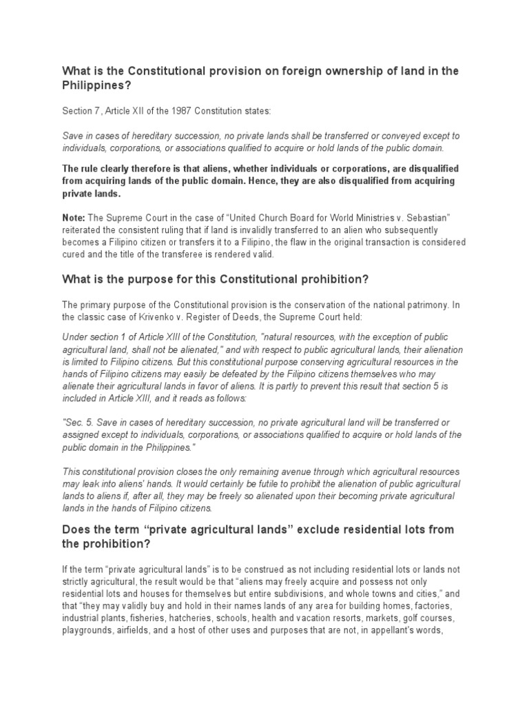 Rules On Foreign Ownership | PDF | Common Law | Justice