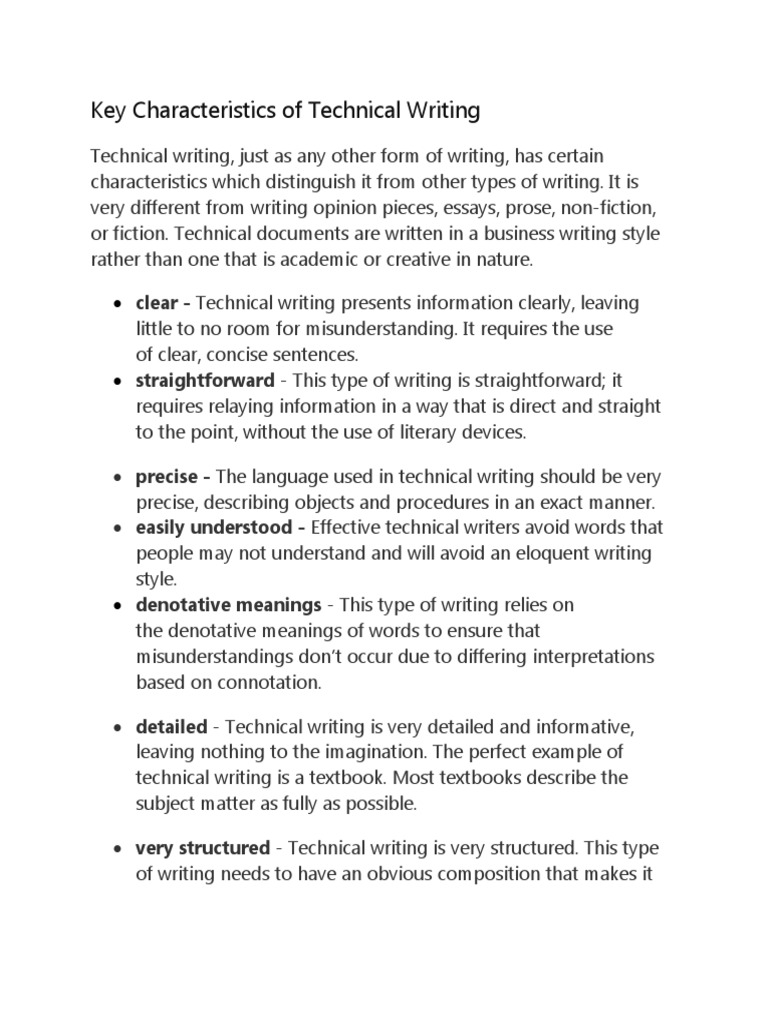 Key Characteristics of Technical Writing | PDF