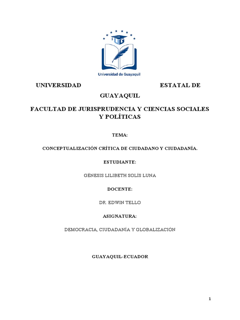 Genesis Solis Critica Ciudadana | PDF | Ciudadanía | Democracia