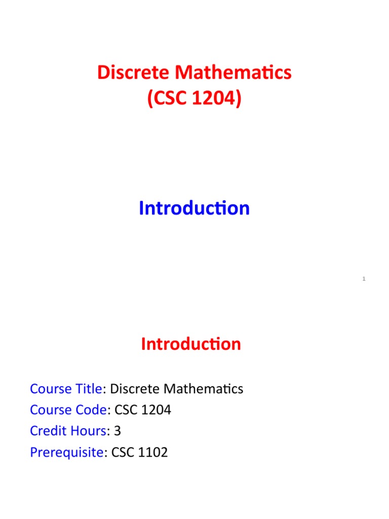 Discrete Mathematics (CSC 1204) | PDF | Discrete Mathematics | Combinatorics