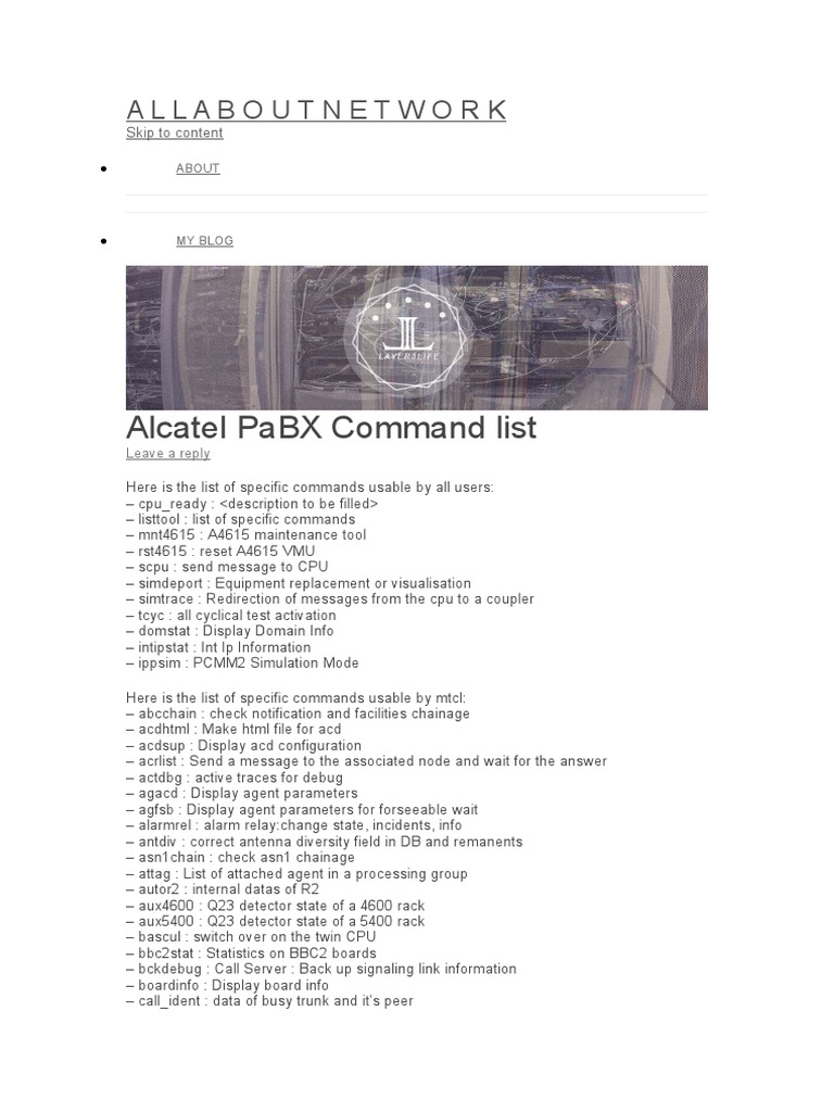 Alcatel PaBX Command Guide | PDF | Session Initiation Protocol | Routing