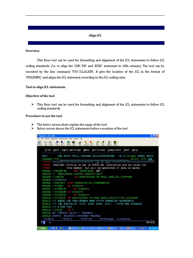 REXX Tool - Align The JCL Statements | PDF | System Software | Computer Engineering