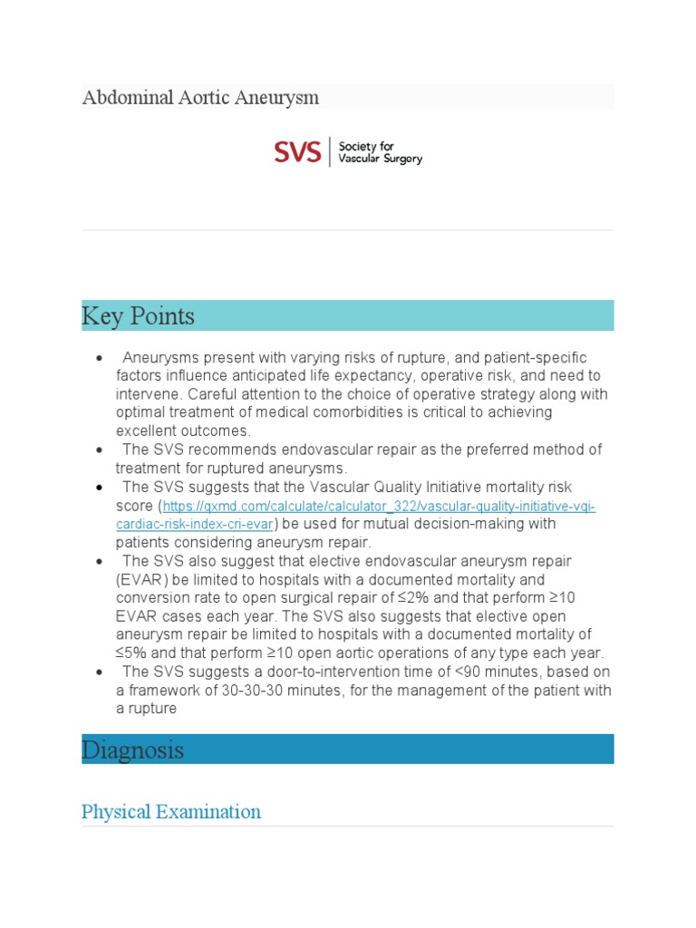 Abdominal Aortic Aneurysm | PDF | Interventional Radiology | Myocardial Infarction