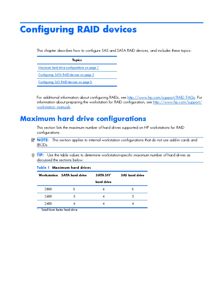 Configuring RAID Devices: Maximum Hard Drive Configurations | PDF ...