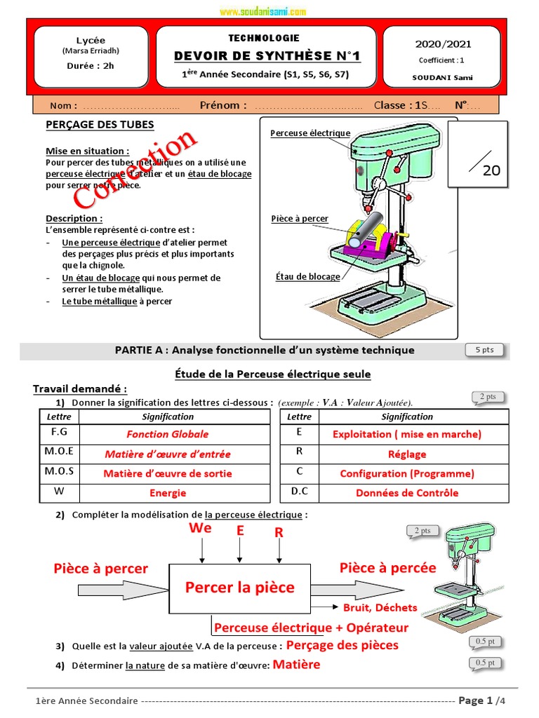 Correction Du Devoir de Synthese N1-1AS-2021-etau | PDF | Perceuse | La nature