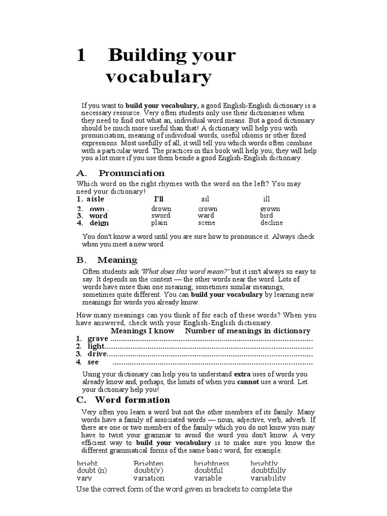 Building Your Vocabulary | PDF | Verb | Adverb
