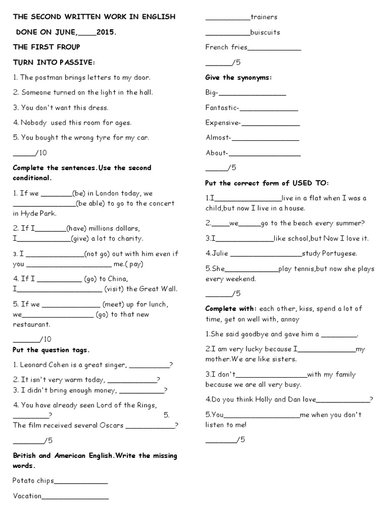 Grade 3 English Test Exercises | PDF